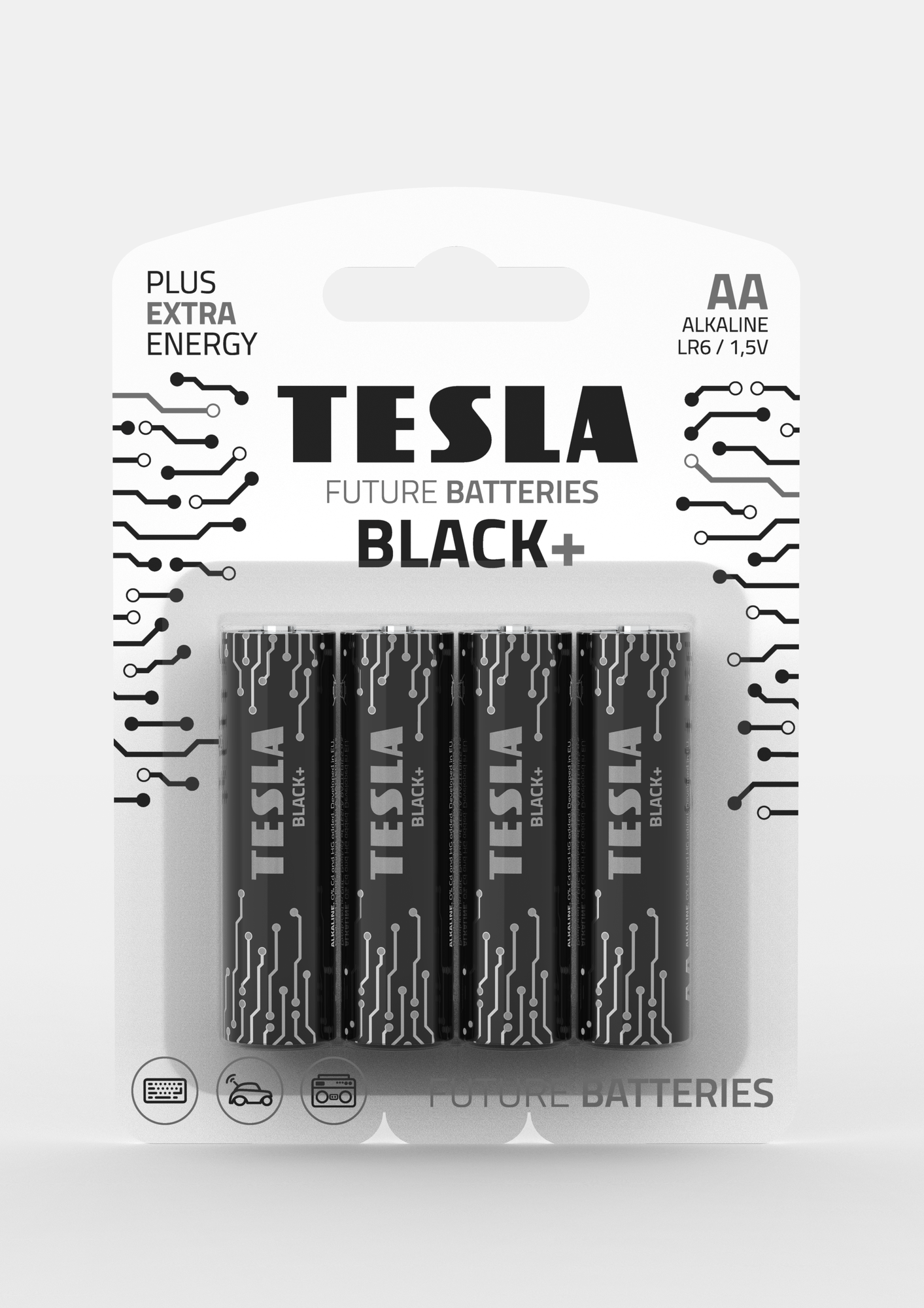 Щелочные батареи TESLA Black AA+ 4ks