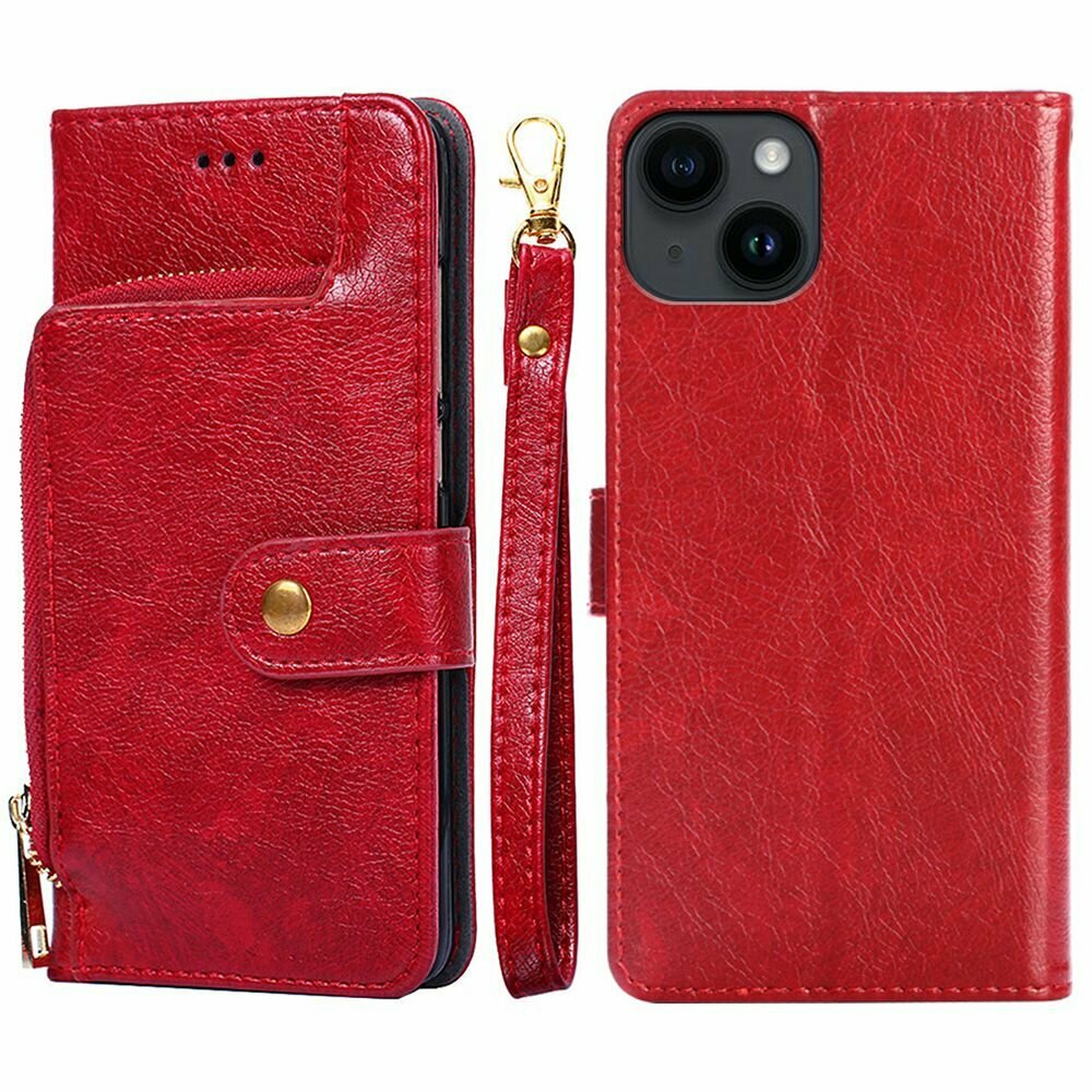 Чехол-книжка MyPads для Apple iPhone 14 Plus / Айфон 14 Плюс со шнурком (красный)