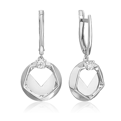 Серьги, белое золото, 585 проба, топаз