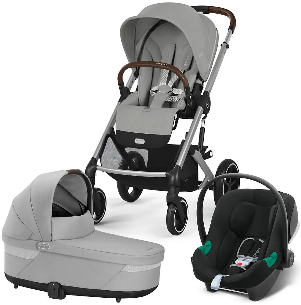 Cybex Balios S LUX travel system 3-в-1 с Aton B2 i-size (Stone Grey 2025 | Volcano Black с дождевиками)