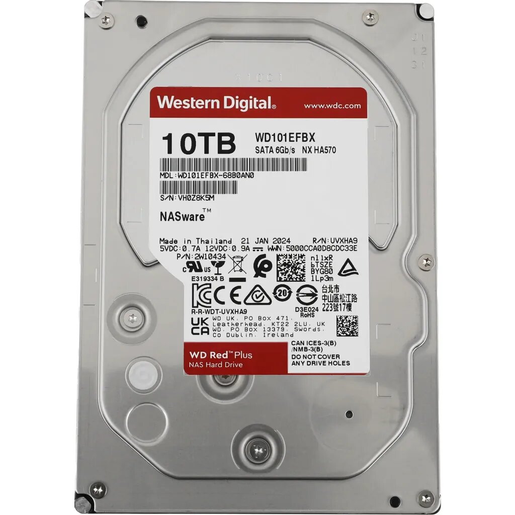 Жесткий диск WD Red Plus WD101EFBX, 10ТБ, HDD, SATA III, 3.5"