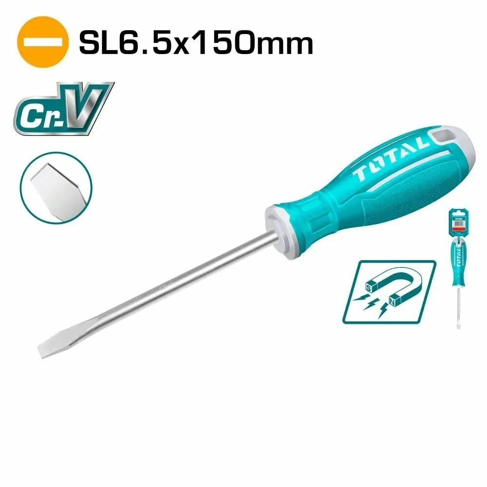 Отвертка шлицевая SL6.5x150мм с магнитным наконечником TOTAL TSDRSSL6150