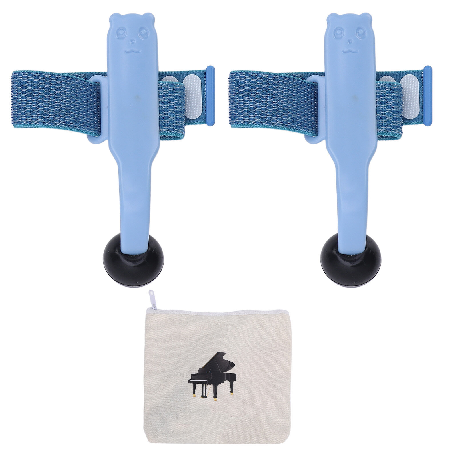 1 пара тренажеров для пальцев фортепиано, сильная поддержка, пищевая резиновая помощь для позиционирования пальцев для практики, синий цвет