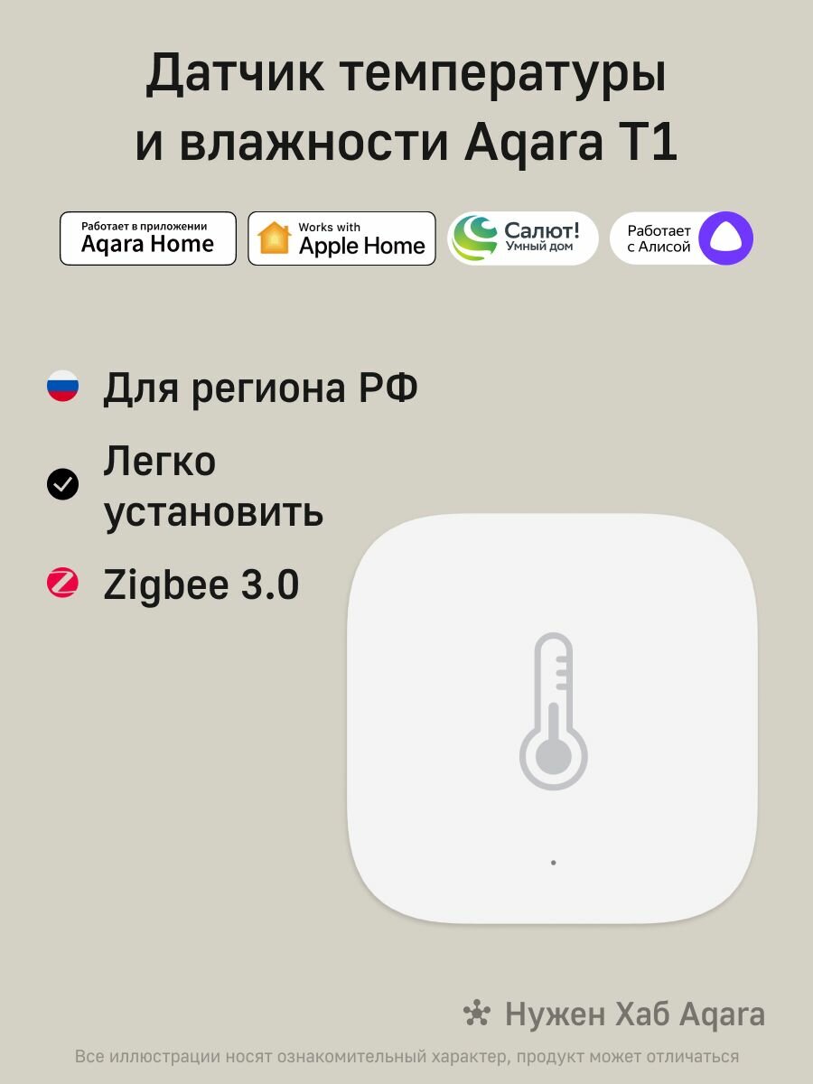 Умный датчик температуры и влажности "Aqara" T1 TH-S02D
