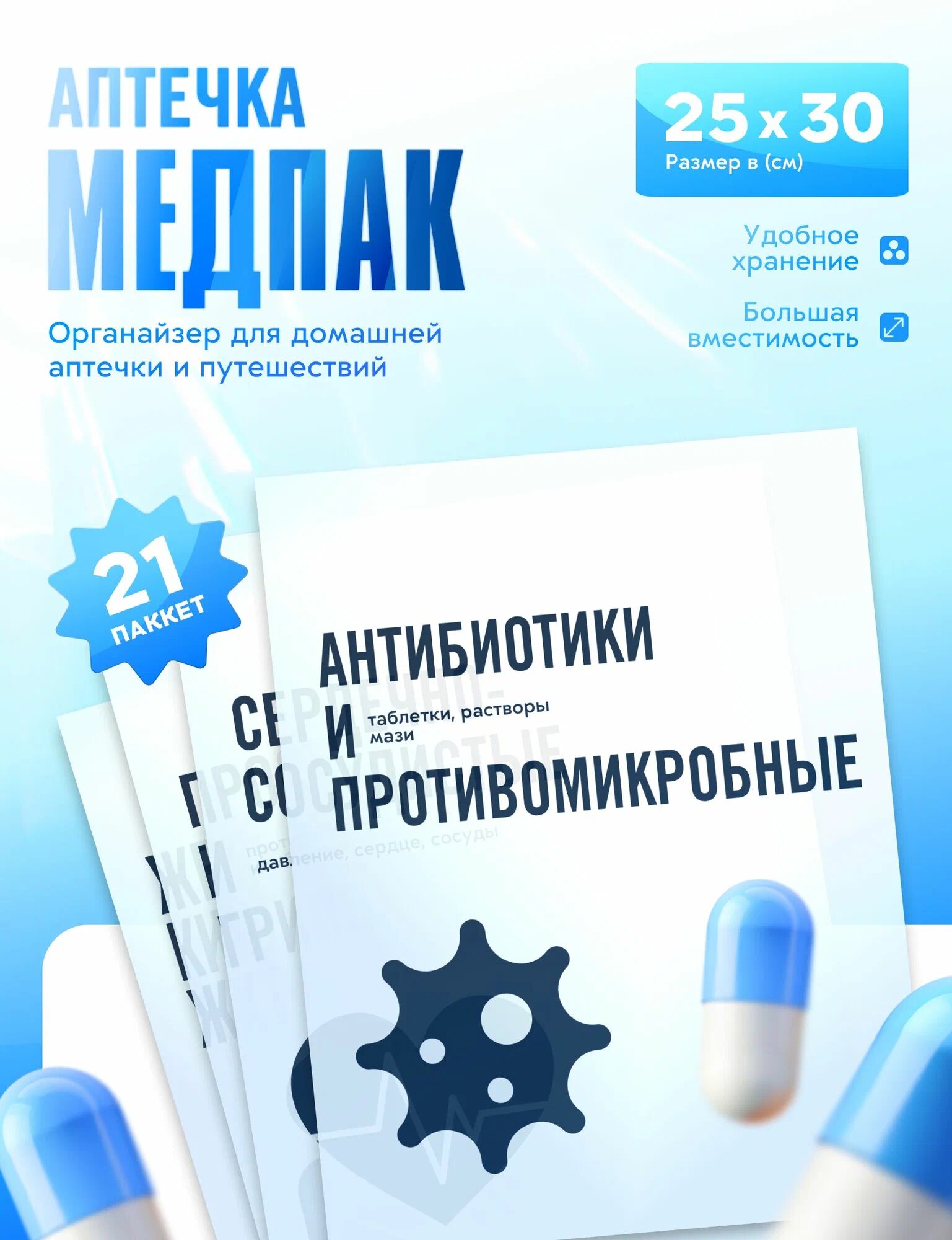 Аптечка-органайзер на 21 отделение Домашняя Аптечка