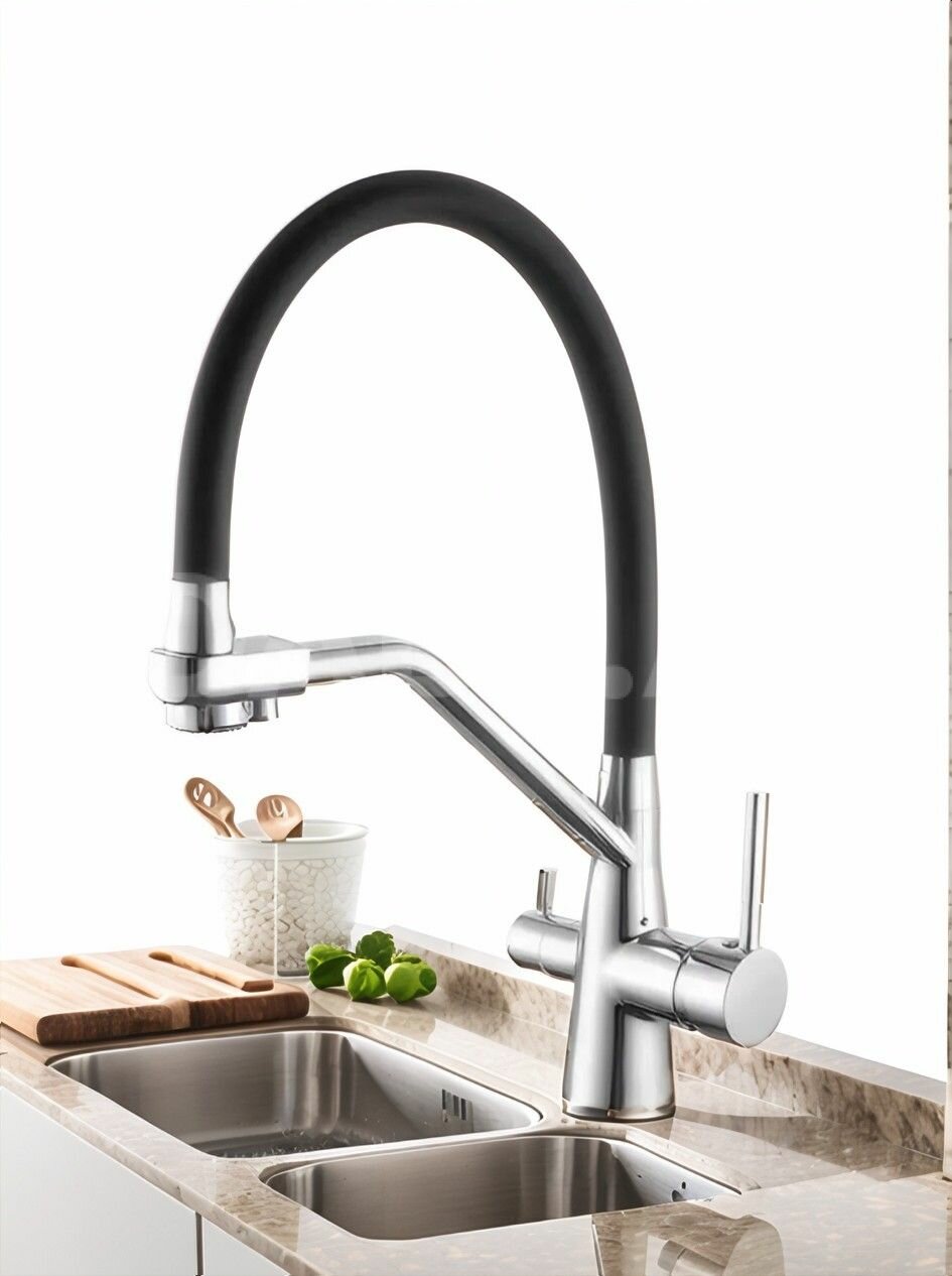 Смеситель для кухни с подключением фильтра питьевой воды со съемным изливом из латуни