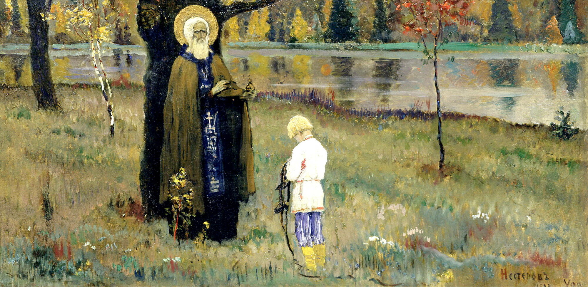 Картина Нестерова Михаила Видение отроку Варфоломею 1889 80х39 см