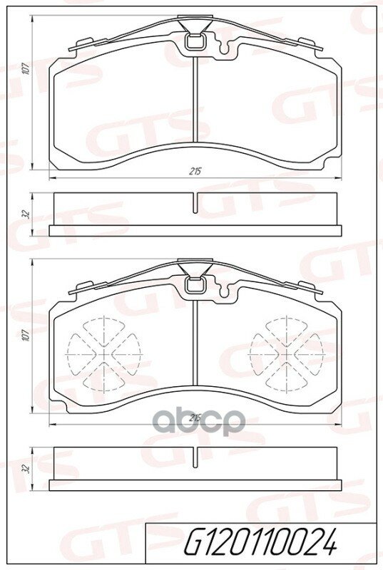 Колодки тормозные дисковые (с уст. компл) WVA 29328, 29329, 29318, 29319/ SAF/ SCHMITZ/ KRONE GTS арт. G120110024