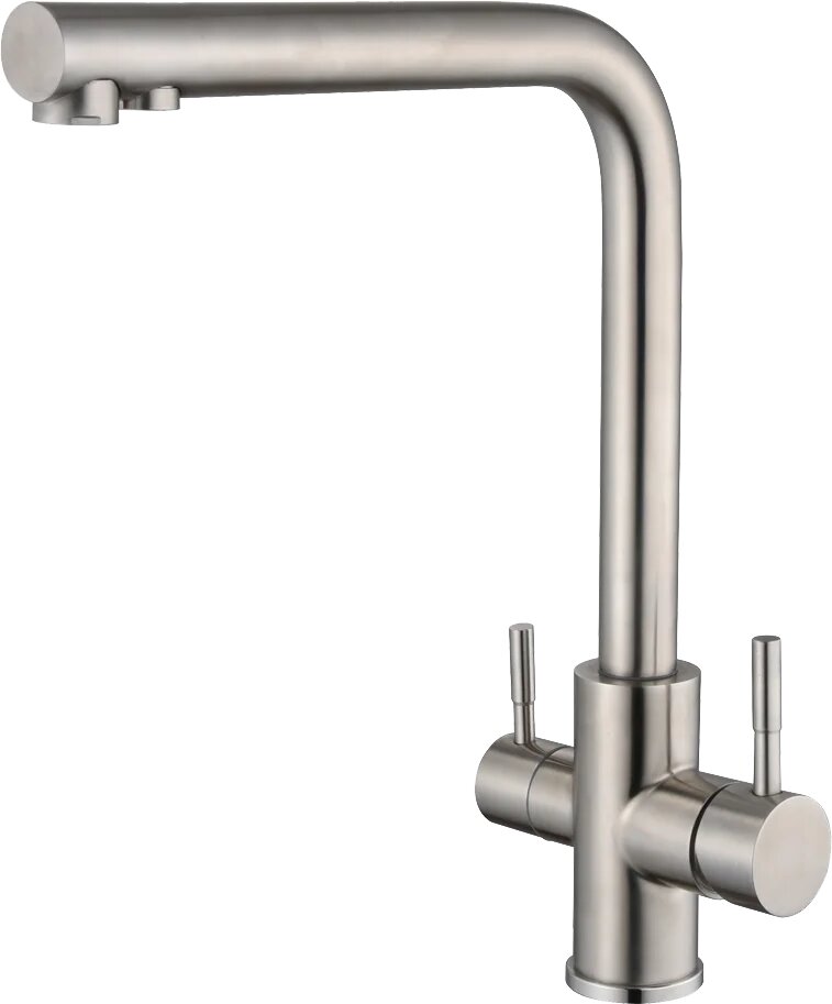 Смеситель для кухни Olive'S Balear 13450BL с краном для питьевой воды, с поворотным изливом, хром, глянцевый, однорычажный, нержавеющая сталь, с керамическим картриджем