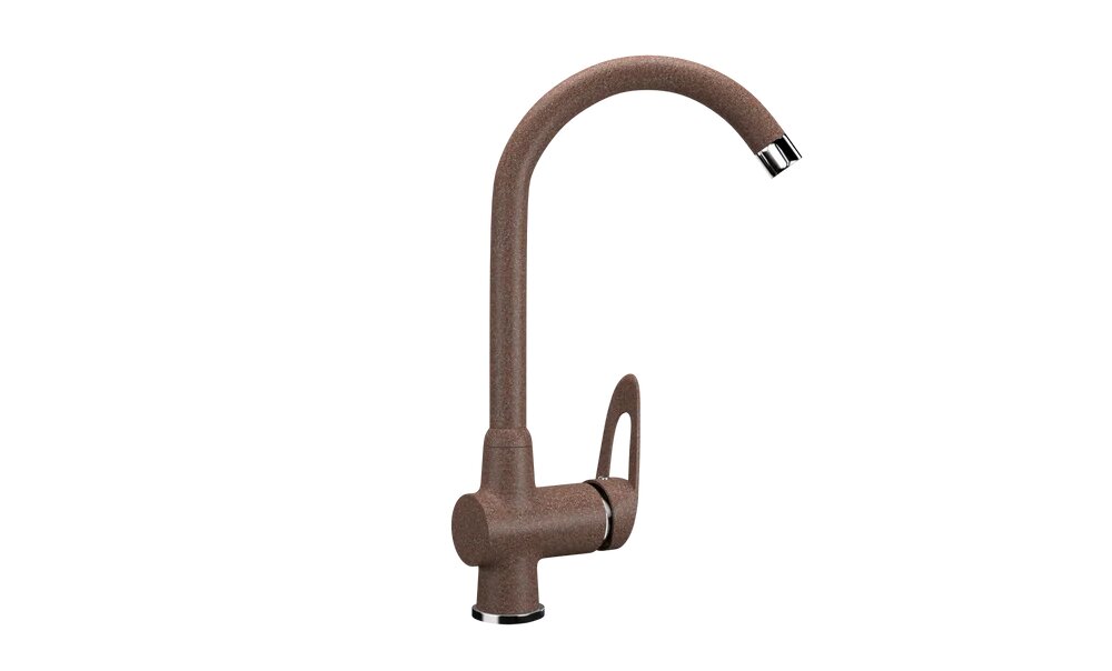 Смеситель для кухни Ulgran U-006 U-006-307 с поворотным изливом, коричневый, матовый, однорычажный, латунный, с керамическим картриджем