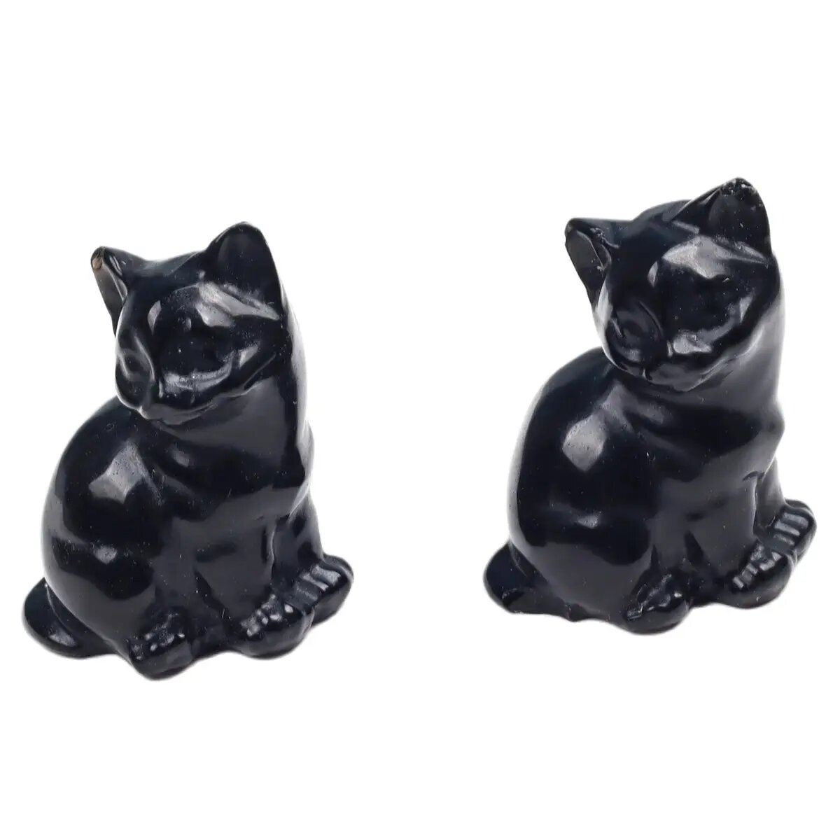 Фигурки кошек из обсидиана, 2 шт.