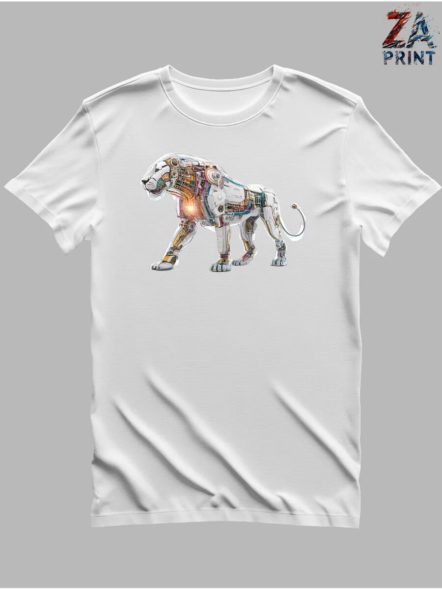 Футболка киберпанк лев