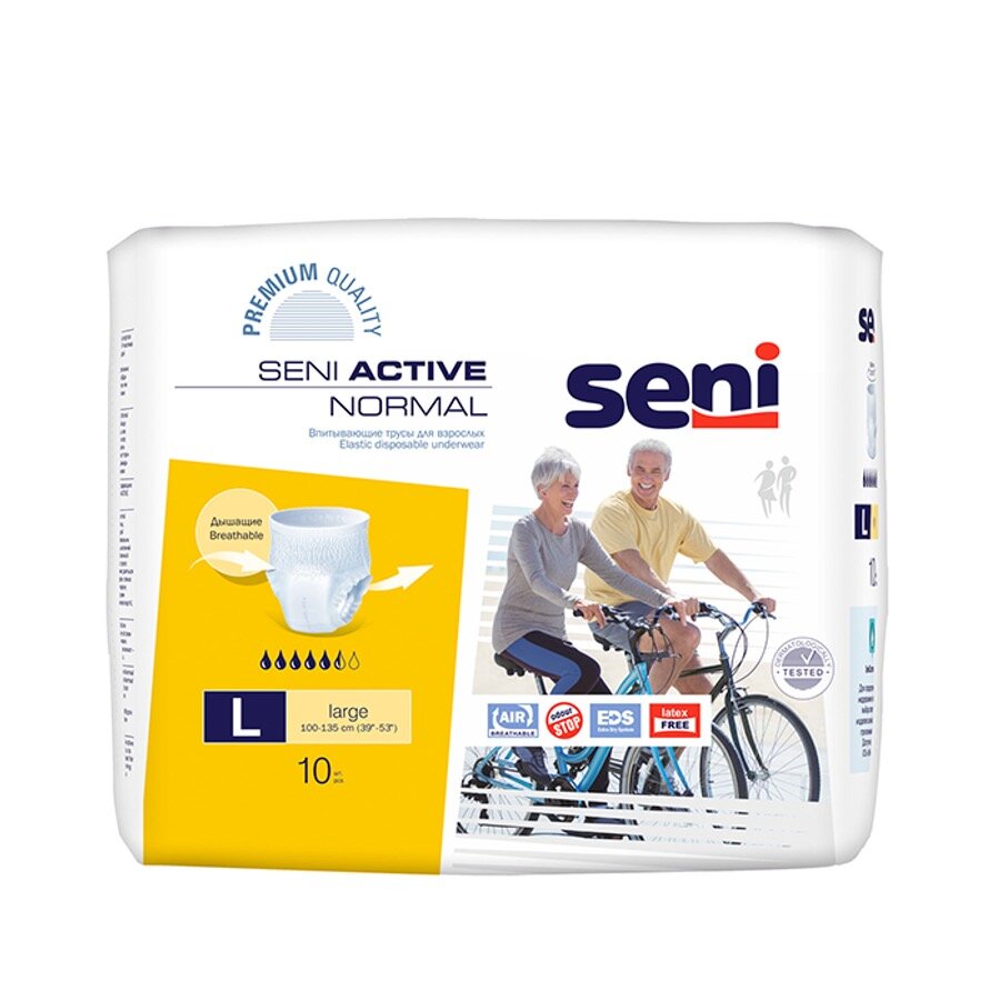 Подгузники-трусы Seni Active Normal Large (№3), объем талии 100-135 см, 10 шт.