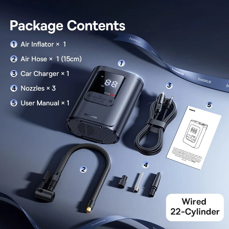 Новый автомобильный воздушный насос Baseus GoTrip VA1 Pro/Max, 7500 мАч, воздушный компрессор, портативный насос для накачивания шин для мотоцикла, велосипеда, мяча, автомобильный насос, VA1 Pro