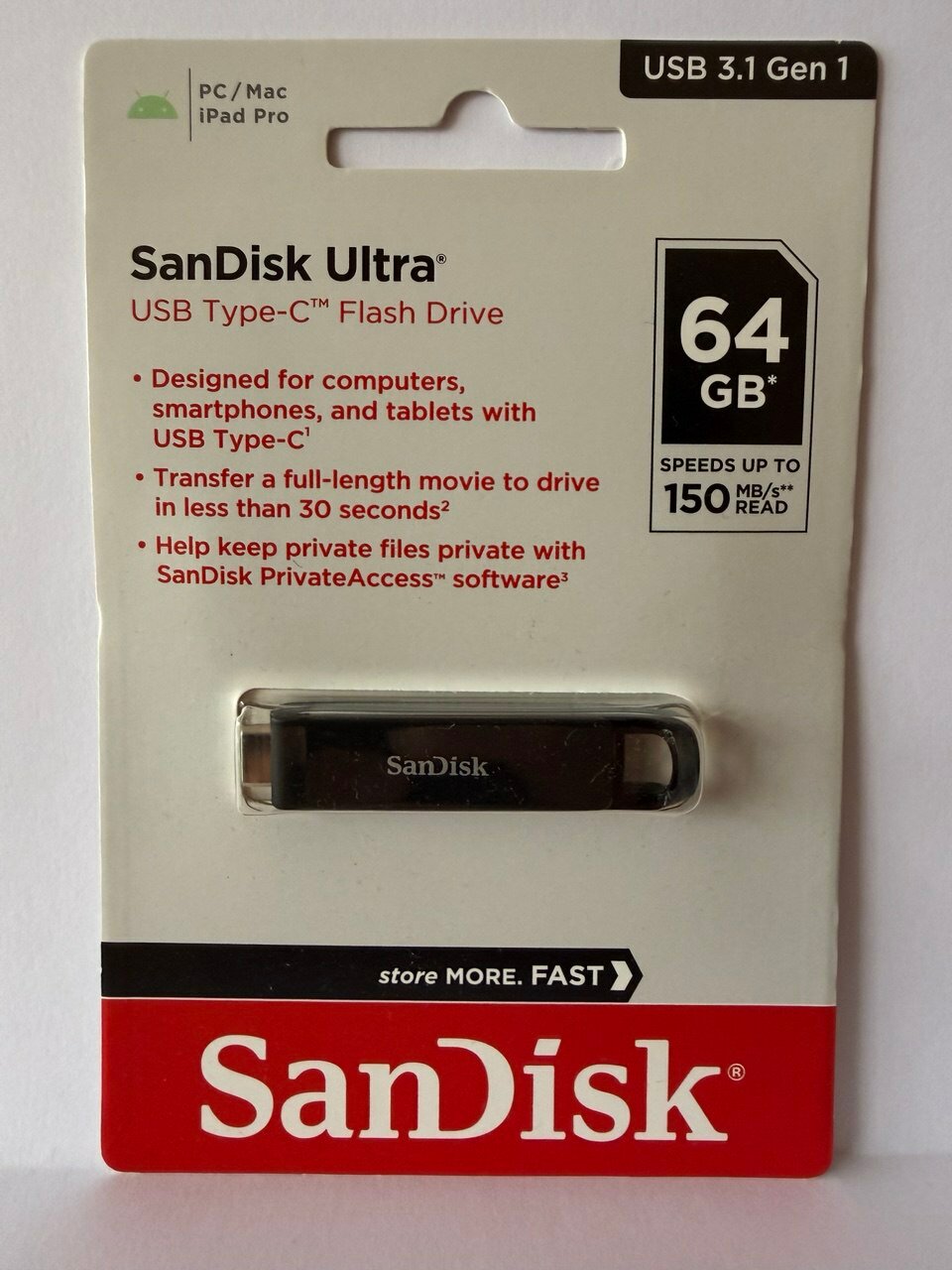 SDCZ460-064G-G46 Флеш-накопитель SanDisk Ultra USB 3.1 Type-C 64 ГБ