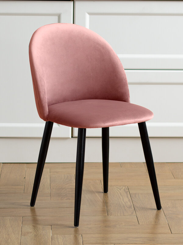 Стул Гринвич розовый велюр кухонный мягкий со спинкой для дома, для кухни, для гостиной, для спальни, DOBROV