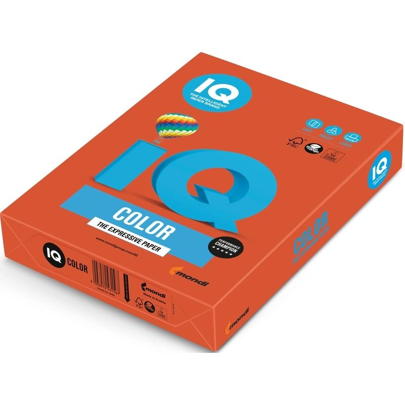 Бумага цветная IQ COLOR (А4,80г, ZR09-кирпично-красный) пачка 500л.