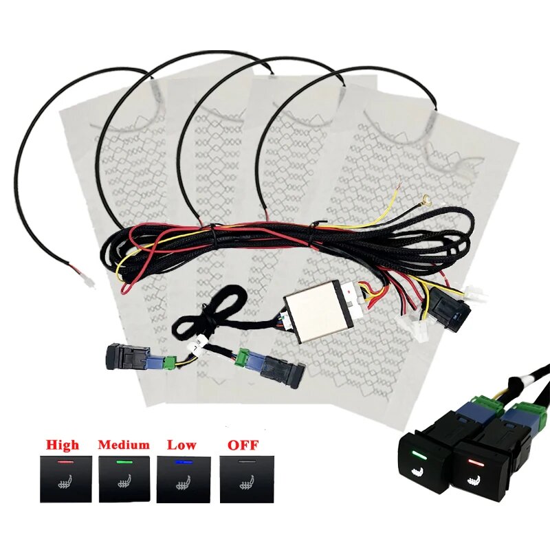 Комплект для подогрева автомобильных сидений, проволока из сплава на 2 сиденья/нагревательная подушка из углеродного волокна, с 3-уровневым переключателем для Toyota Camry Corolla RAV4 LEVIN Highlander, Carbon Fiber