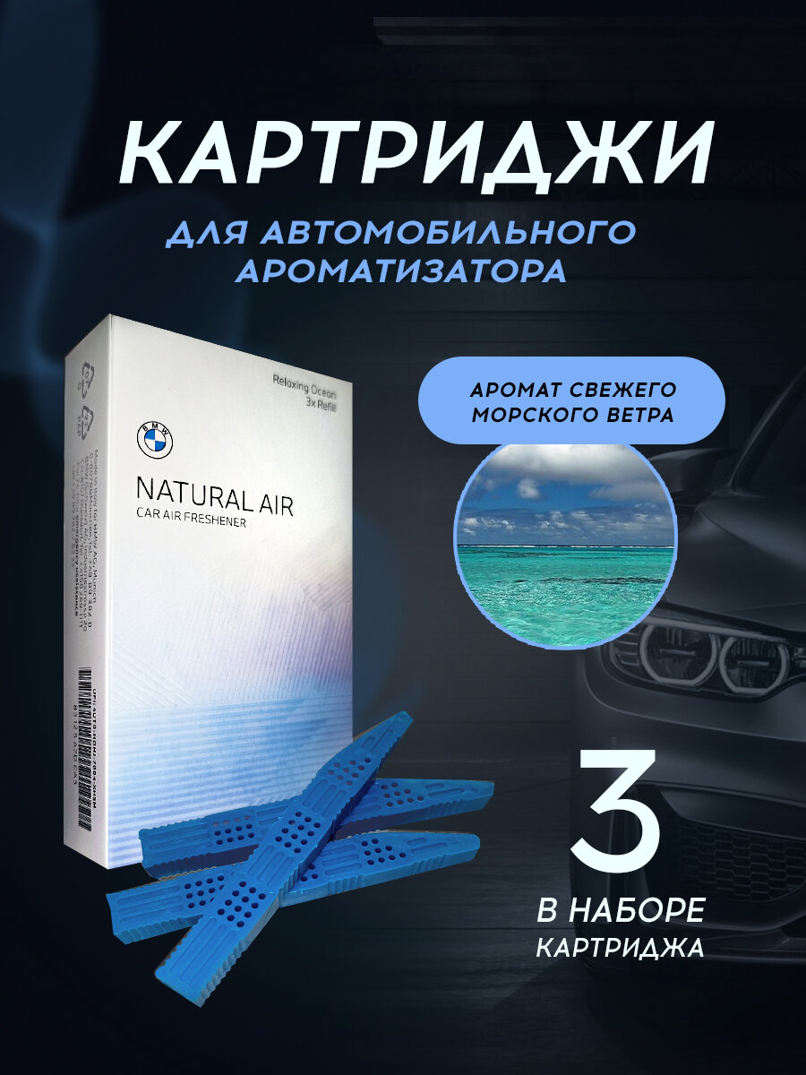 Ароматизатор для автомобиля BMW на дефлектор / Набор сменных картриджей ароматических