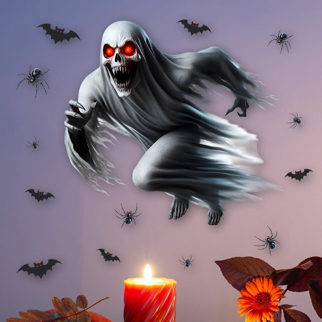Наклейки на стену Halloween ghost horror, 3D-эффект, ПВХ самоклеящиеся украшения для спальни и гостиной