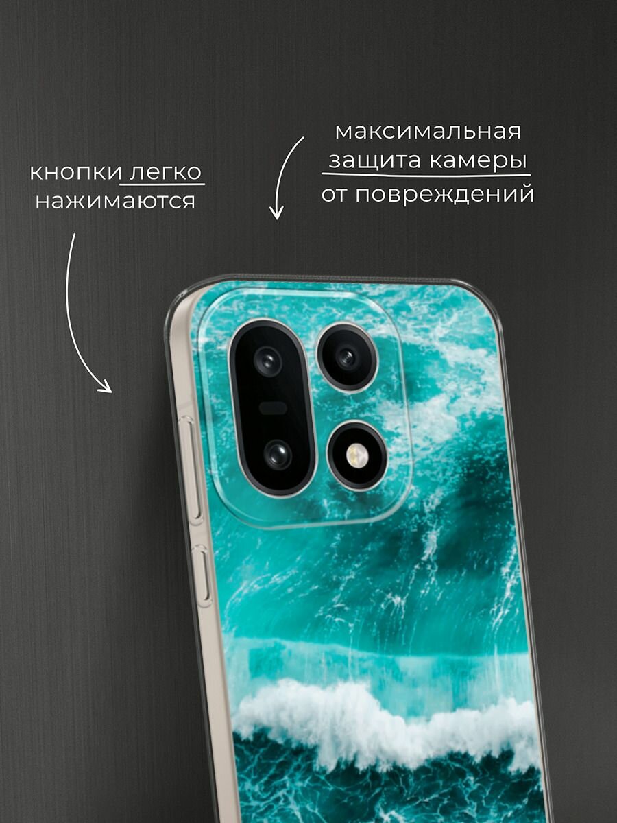 Силиконовый чехол на OnePlus 15 / Ван Плас 15 с принтом Бирюзовая волна — фото 1