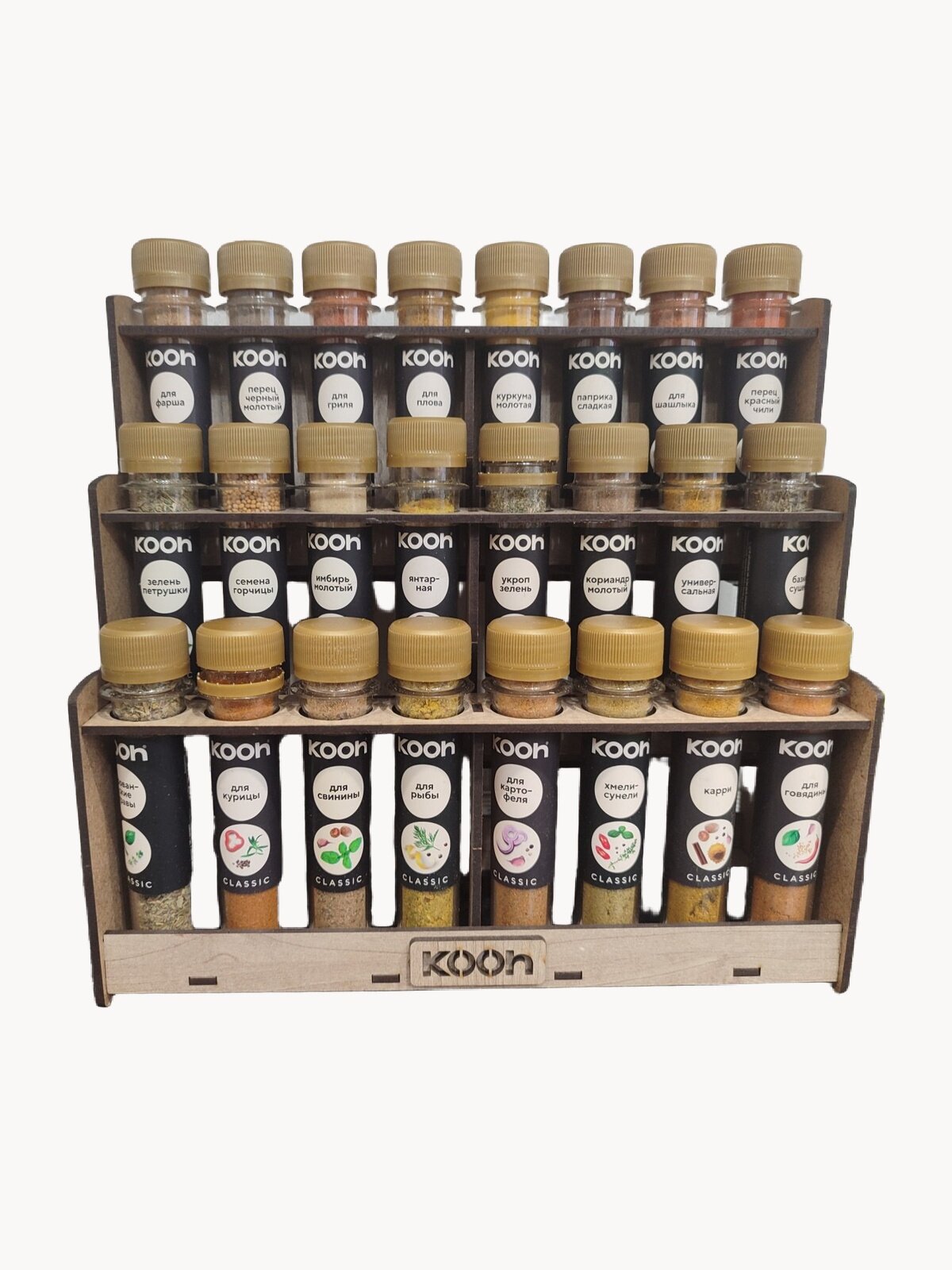 Набор специй подарочный: приправа для курицы, плова, универсальная с подставкой под специи, Kooh, 24
