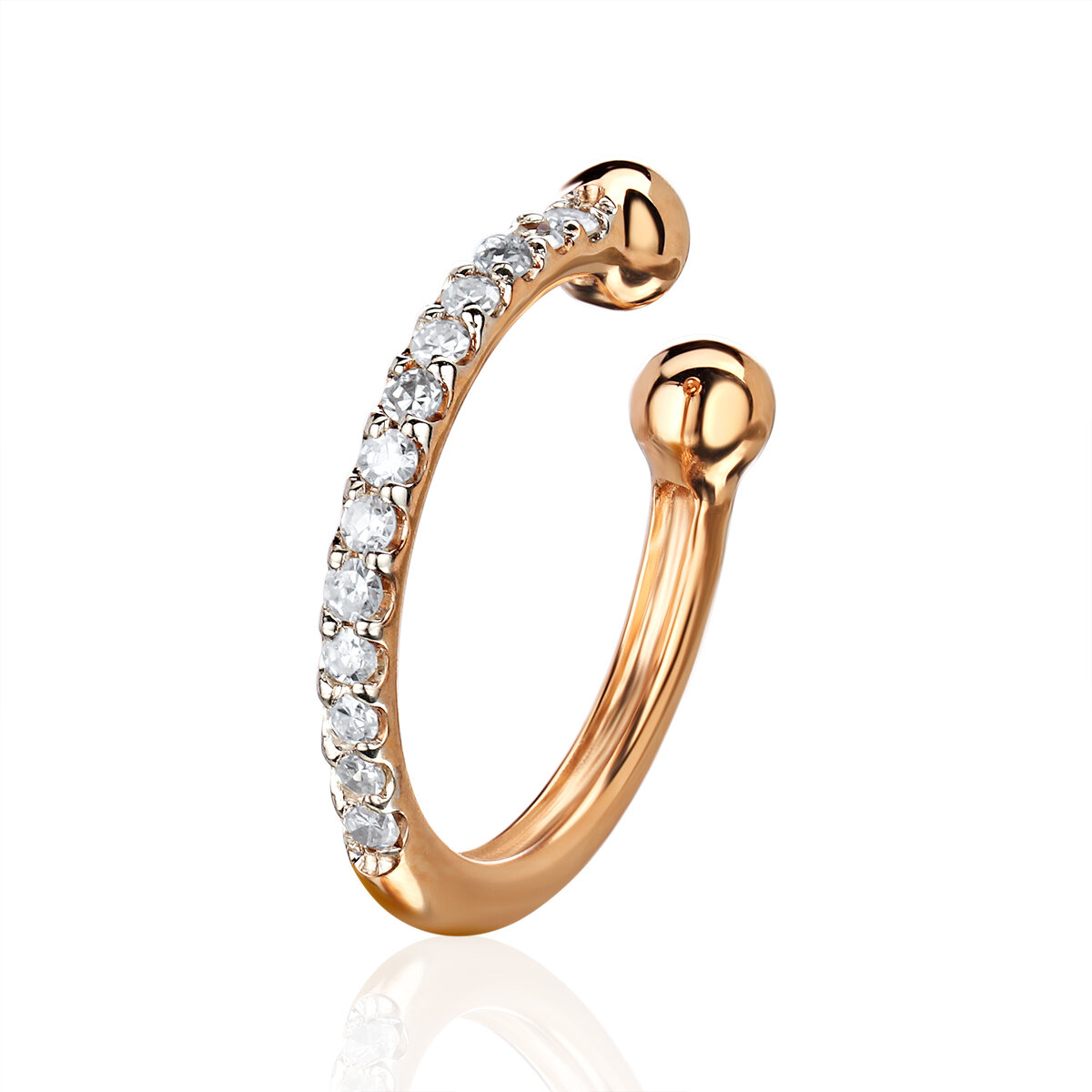 Крестик, красное золото, 585 проба, бриллиант