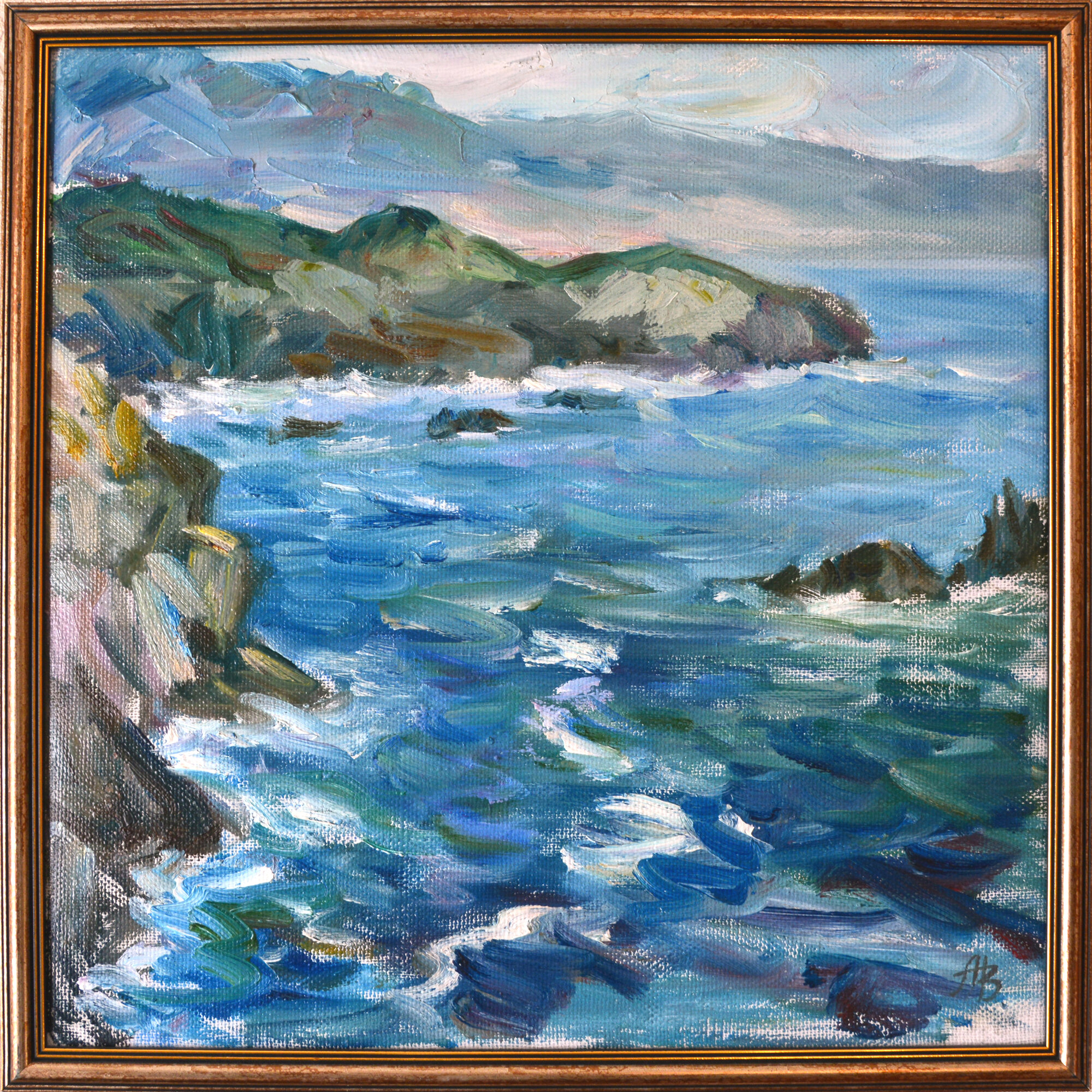 Картина "Морской прибой" 45х45 см, холст/масло, ручная работа