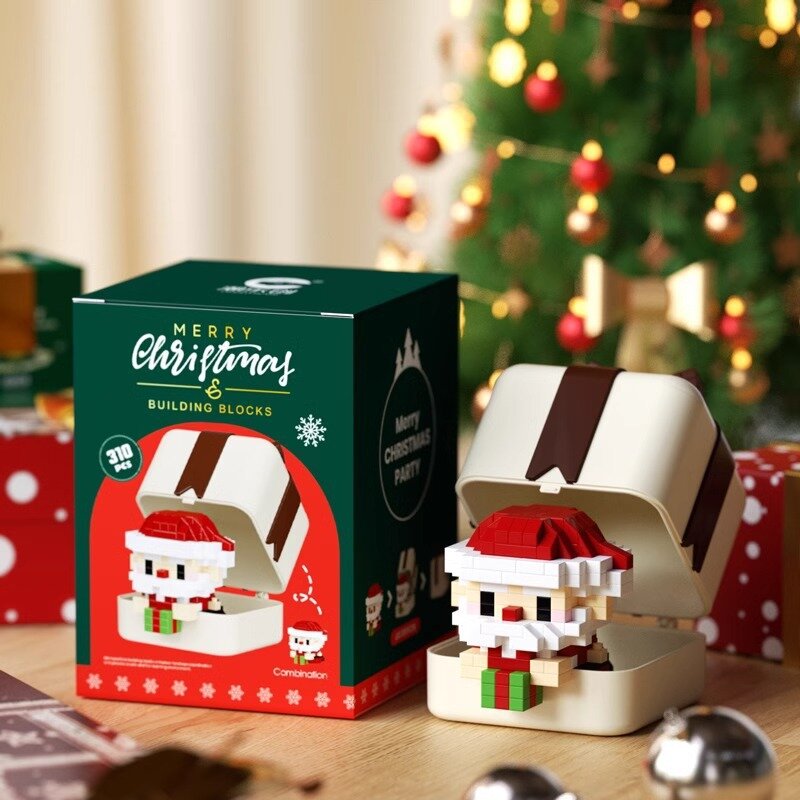 Christmas series of building blocks assembled ornaments with dust cover