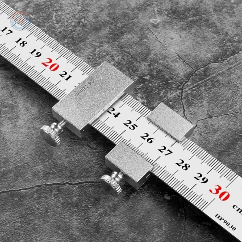 Линейка металлическая с блоком позиционирования, 40 см для точной разметки в столярных и мебельных работах, алюминиевая измерительная линейка-плотник