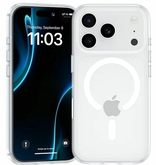 Чехол силиконовый Benks Crystal Case (MagSafe) для iPhone 17 Pro, 6.3", цвет Прозрачный (Transparent)