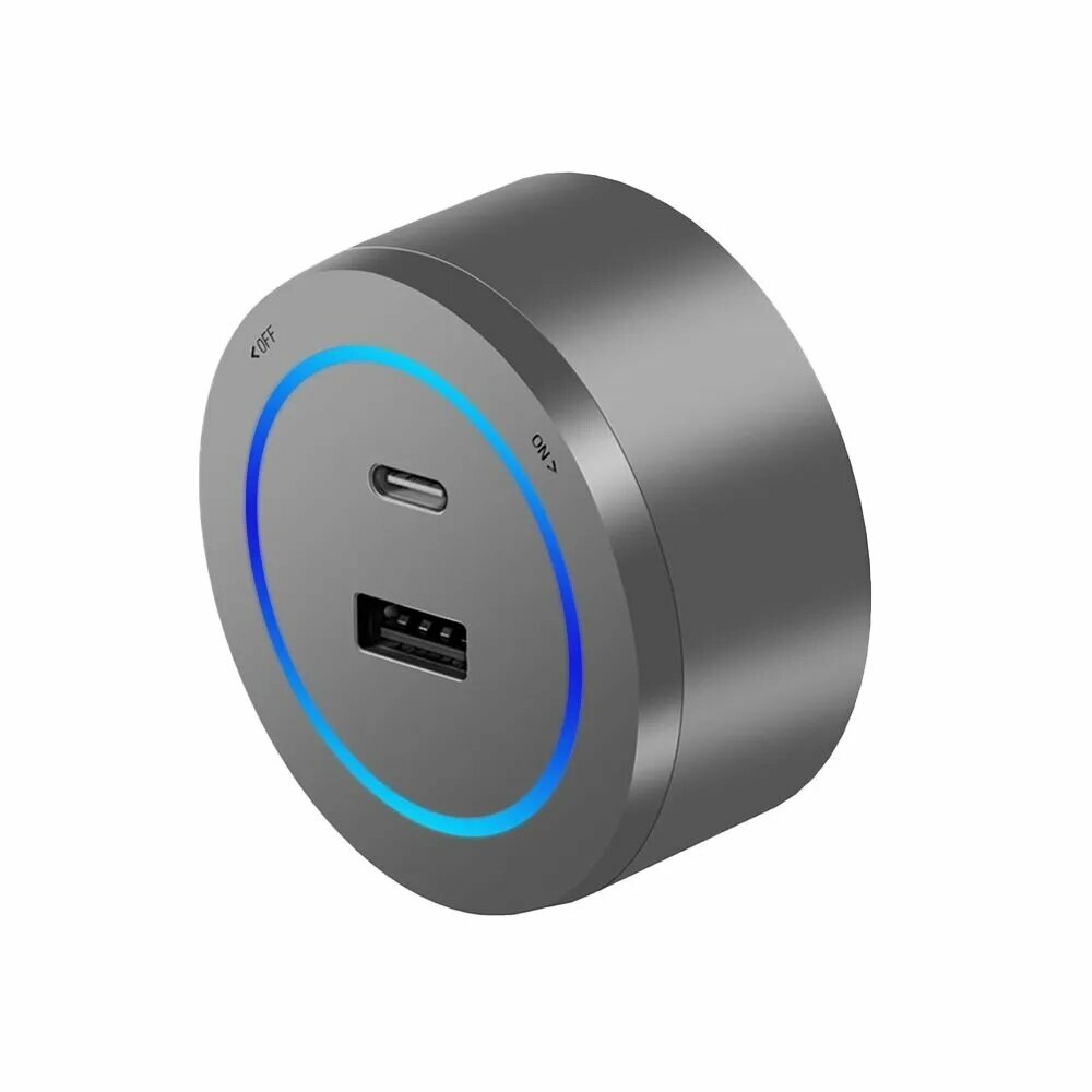 Трековая розетка, евро стандарт, серый, розетка-трек с usb портами