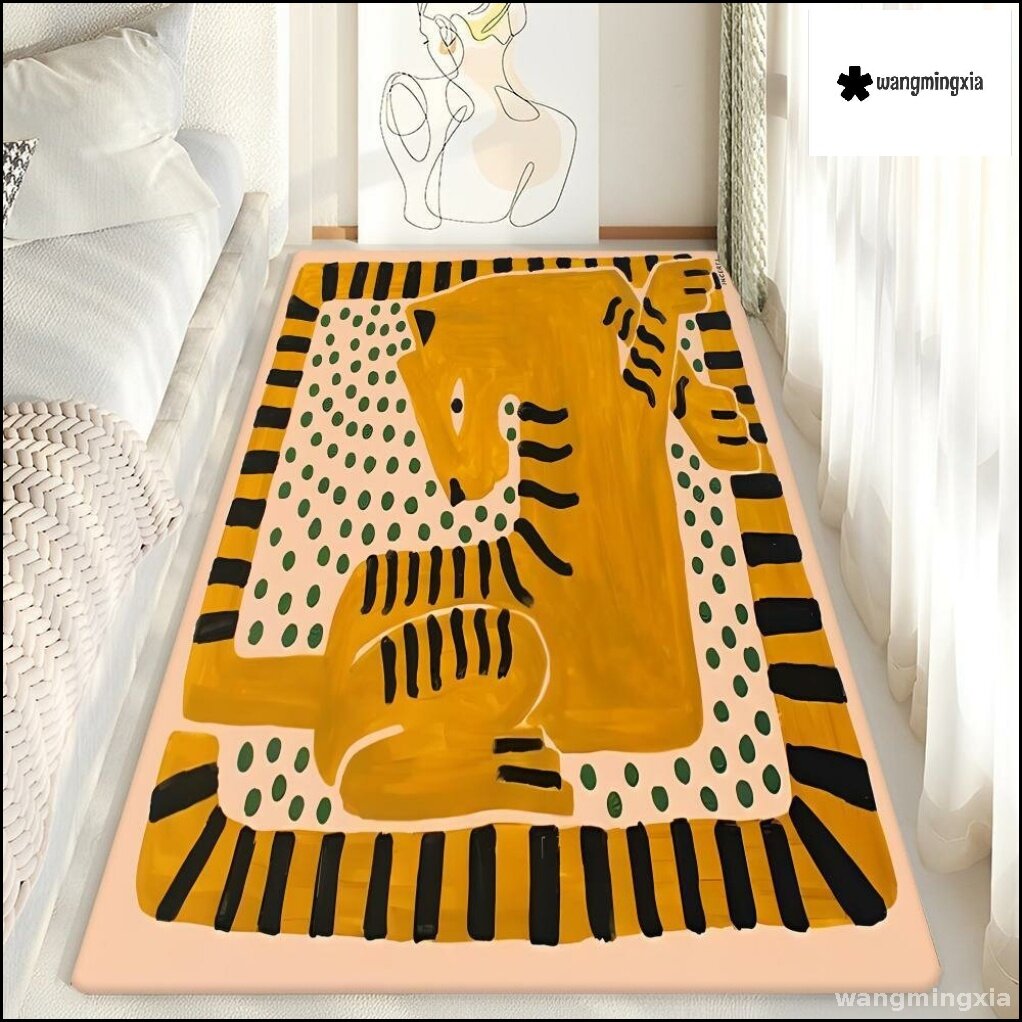 Эксклюзивный ковер с леопардовым принтом в древнеегипетском стиле, нескользящее покрытие для пола 80 на 120 см