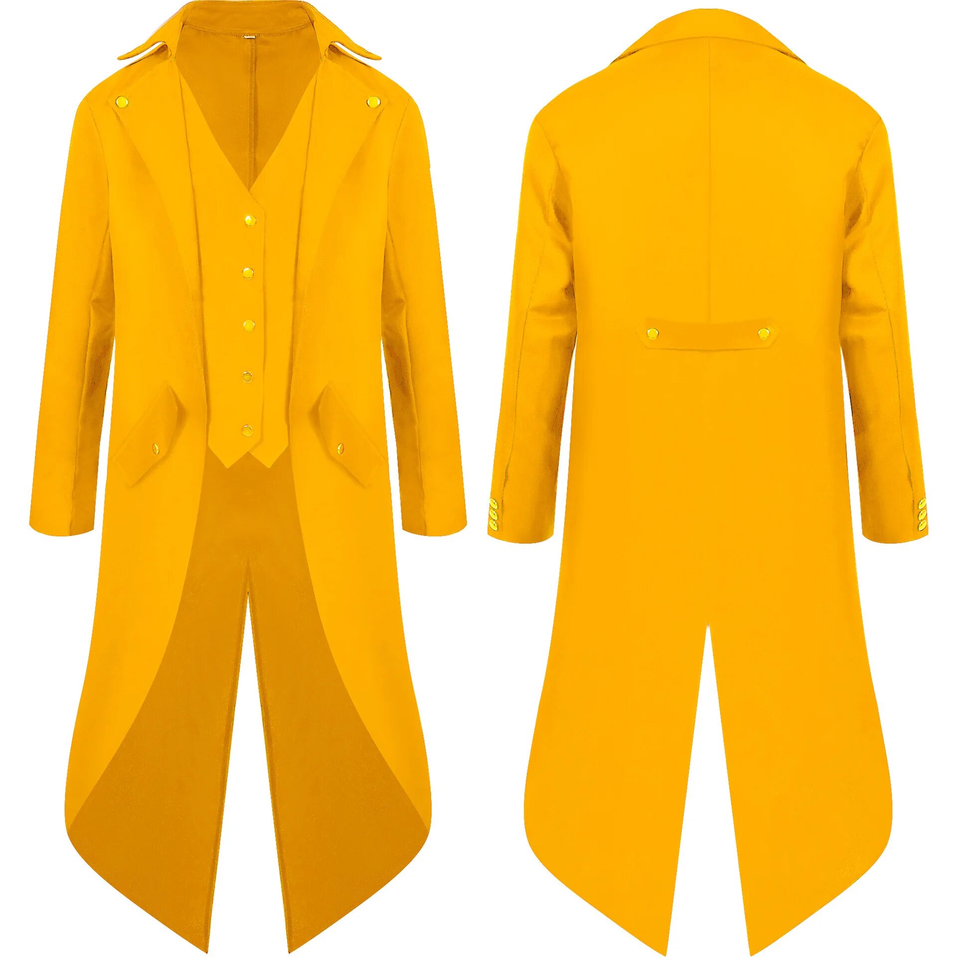Средневековый ретро смокинг фрак косплей костюм Желтый, L, Yellow