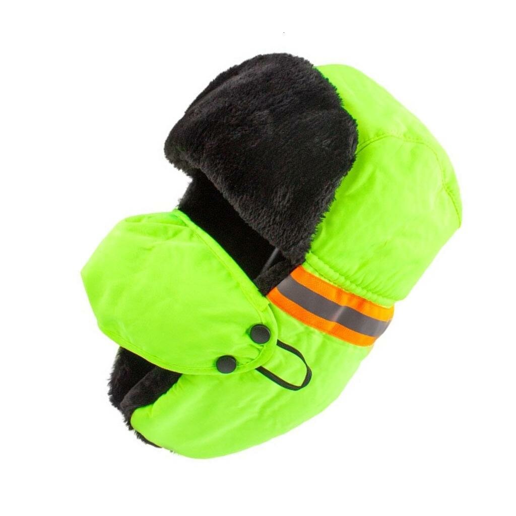 Светоотражающие защитные кепки с отворотами для ушей, флуоресцентный зеленый
