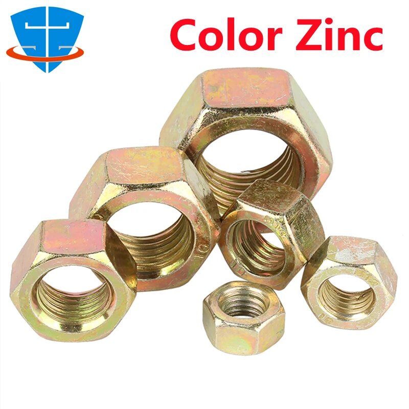 Шестигранные гайки SHOUZHENG FASTENER черные из углеродистой стали M6 (50 Pieces), Color Zinc