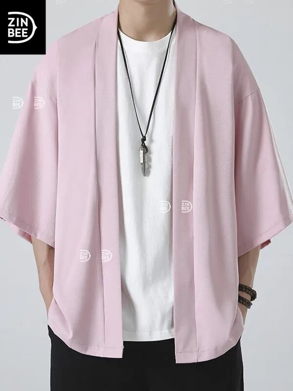 Рубашка ZinBee Рубашка Гавайская Хаори летняя оверсайз