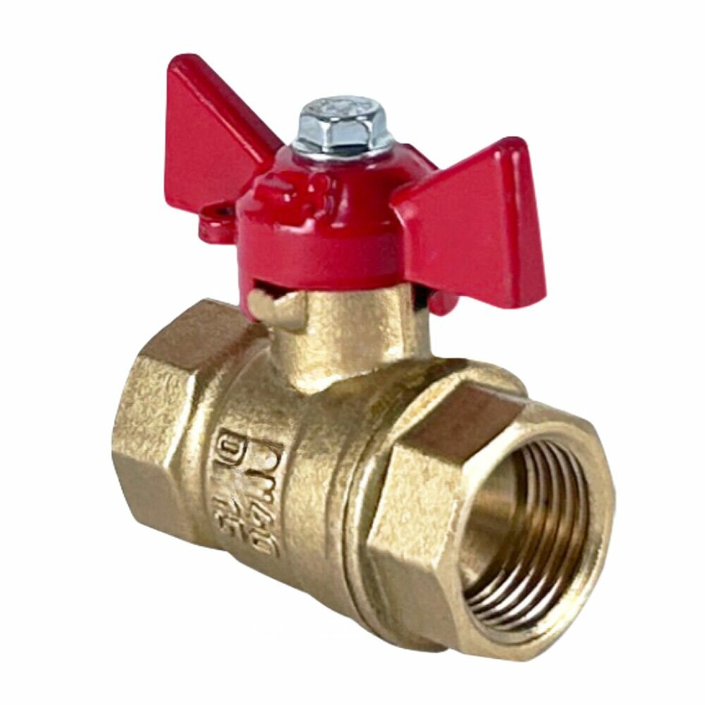 Кран шаровой латунь 11Б27фт1М DeltaPro Ду 25 Ру40 ВР бабочка красная VALFEX VF.217. LB1.100. DP
