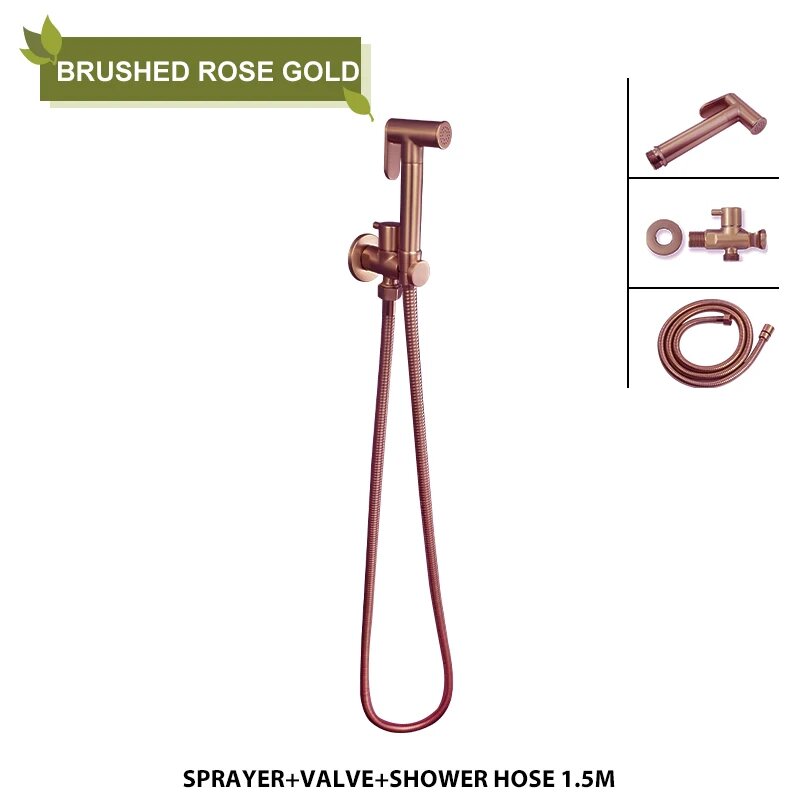 Портативный биде-распылитель из латуни, матовое розовое золото Brushed Rose Gold SS