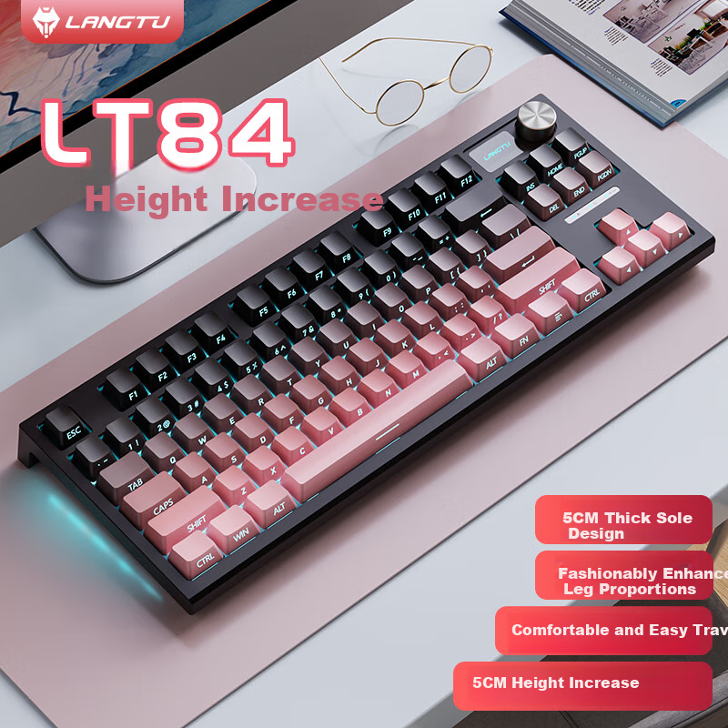 Клавиатура Langtu LT84 с проводным подключением и переключателями Xiangyun, полная замена клавиш, для игр и офиса
