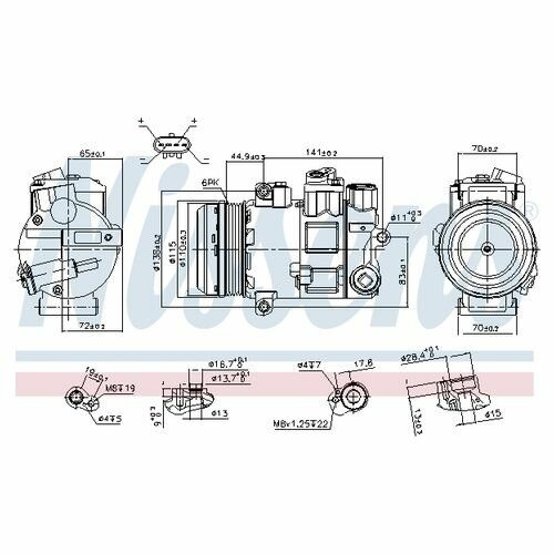 Компрессор кондиционера Nissens 890645 для Mercedes C-CLASS C204, S204, W204, E-CLASS A207, C207, S212, W212, SL R172