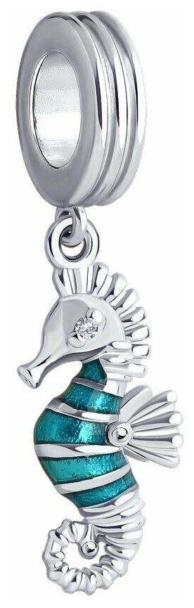Шарм, серебро, 925 проба, родирование, фианит, эмаль