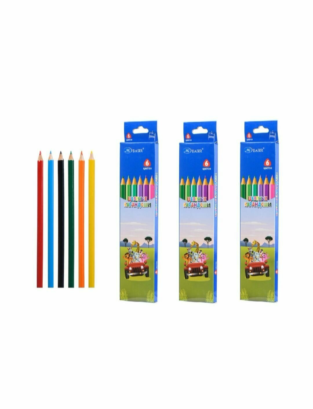 Набор цветных карандашей, 6 цветов