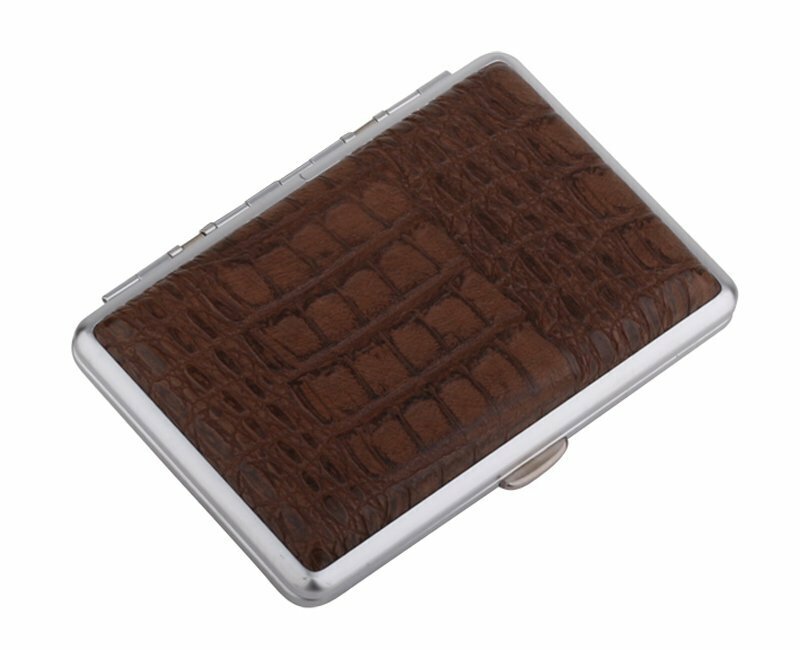 Портсигар S.Quire, нержавеющая сталь, искусственная кожа, цвет коричневый (S300B-3513-12-2)