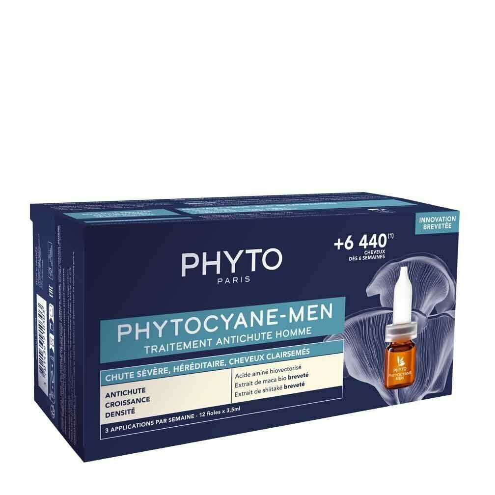 Сыворотка против выпадения волос Phyto Фитоциан МЭН для мужчин интенсивный курс 12 ампул