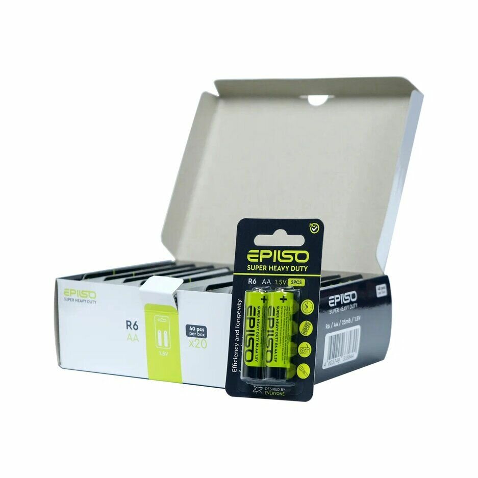 Epilso Элементы питания солевой (угольно-цинковый) r6/aa упаковка 40шт EPB-R6-2SmB-40pc