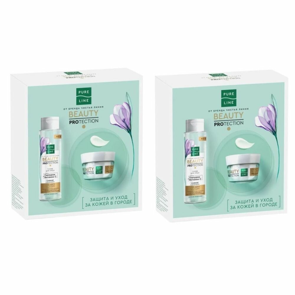 Чистая Линия Beauty Protection, Тонер 110 мл, Крем-флюид для лица, 45 мл - 2 уп