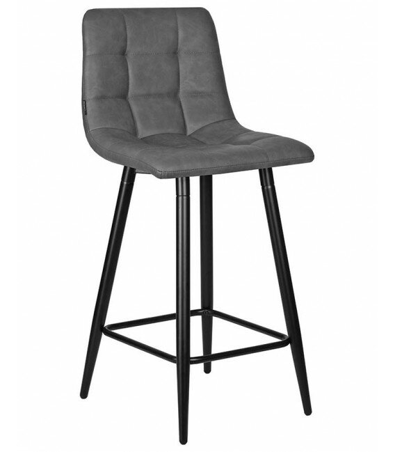 Стул полубарный DOBRIN OLIVIA (черные матовые ножки, серая антрацитовая винтажная экокожа (RU-08))