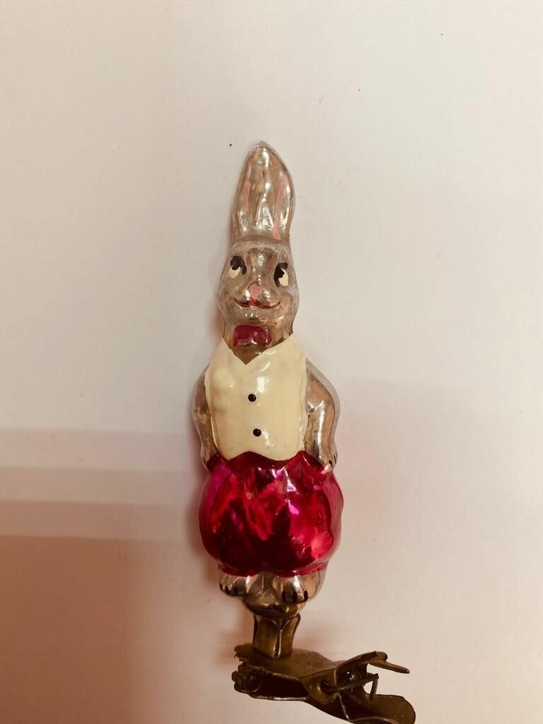 Игрушка на елку Заяц в жилетке Винтаж из СССР