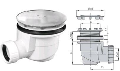 Сифон для душевого поддона Miano с хромированной решеткой Ø 83мм М415